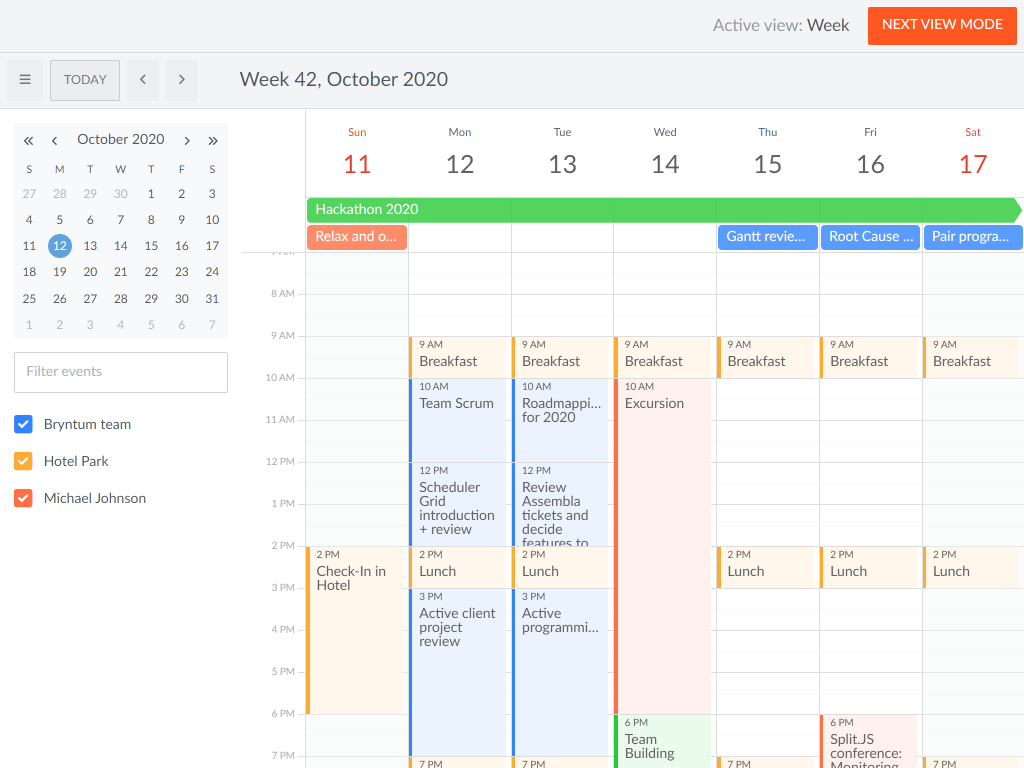 Bryntum Calendar - Examples